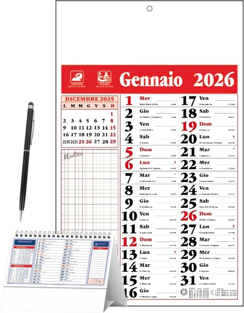 CALENDARIO 2026 DA Parete Modello Olandese da Muro 28,8×47 cm con Campo ...