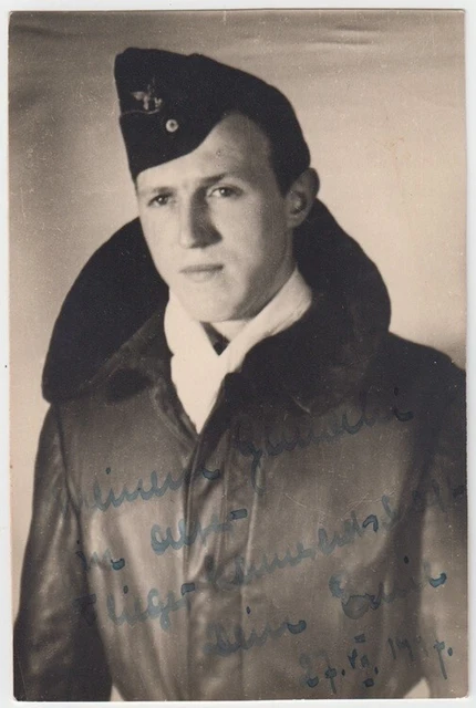 FOTO LUFTWAFFE FLIEGER Pilot Offizier mit Schiffchen + Widmung EUR 7,50 ...