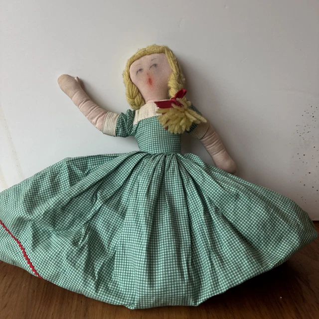VINTAGE ANTIQUE TOPSY Turvy Black & White Rag Doll Gingham Dresses ...