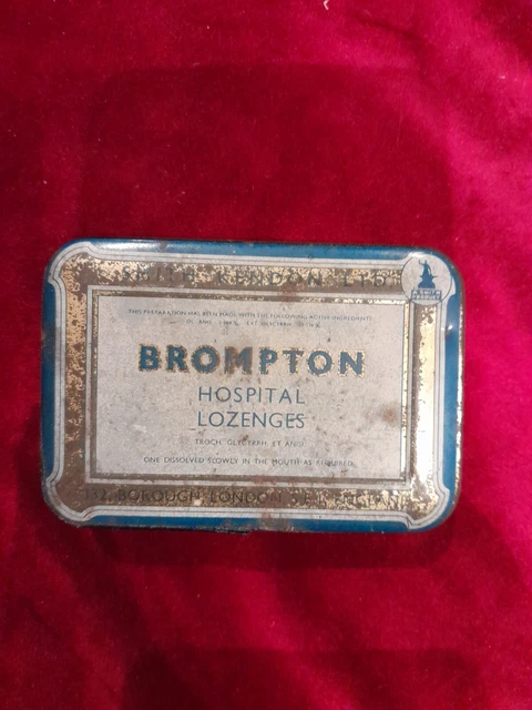 ANTIQUE COLLECTABLE 'BROMPTON Hospital Lozenges Tin Made In England £18 ...
