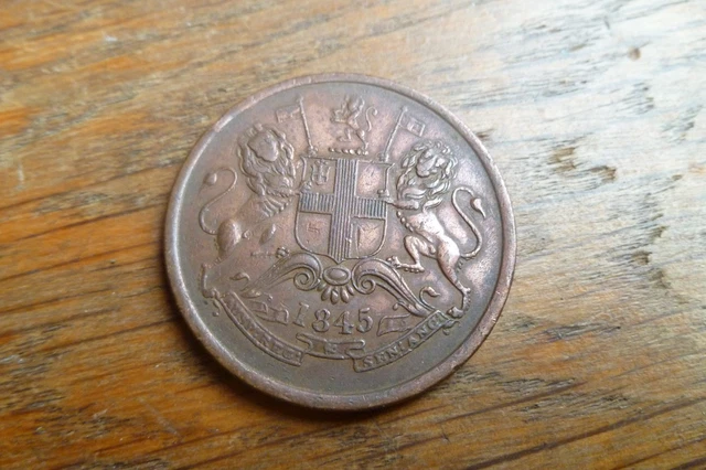 BRITISH INDIA EAST India Company EIC 1845 half anna coin, key date ...