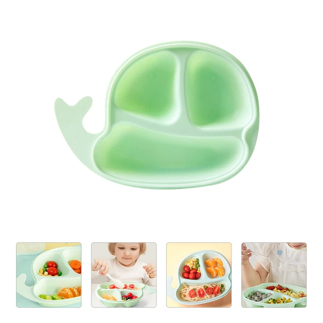 PLASTIC SNACK PLATES Baby Feeding Plate Set Kids Divided Dish Snack ...