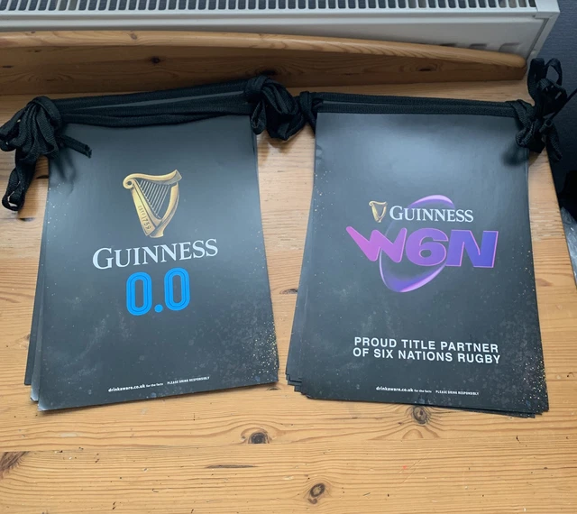 2 X GUINNESS Bunting Six Nations 2025 Rugby, 12 Flags Per Pack, Bar/Pub ...