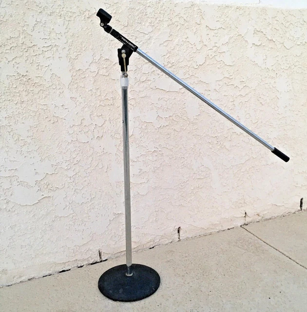 VINTAGE REALISTIC ATLAS Sound Cast Iron Base Mic Microphone Floor Boom ...