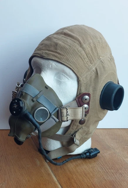 RAF E TYPE WW2 Flying Helmet Med Size, Early Version. H Oxygen Mask '56 ...