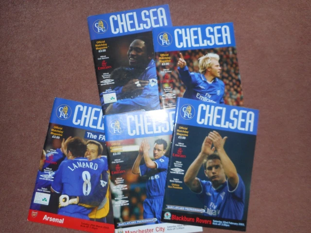 5 CHELSEA HOME Matchday programmes , 2002/03 season. £3.00 - PicClick UK