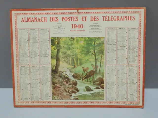 -ANCIEN ALMANACH CALENDRIER des POSTES XX 1940 POSTES & TELEGRAPHES ...
