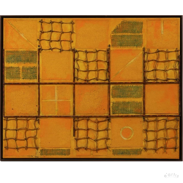 BERND RAETHER ASSEMBLAGE Relief Allegorie Netz Stahl Sand Abstrakt Vp: 2700€* EUR 37,50 ...