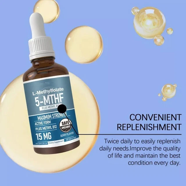 UK LIQUID VITAMINS Folate Supplement L-Methyl Folate 5-MTHF Drops 1000 ...