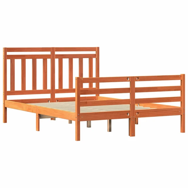 BED FRAME WITH Headboard Wax Brown 160 x 200 cm vidaXL £217.80 ...