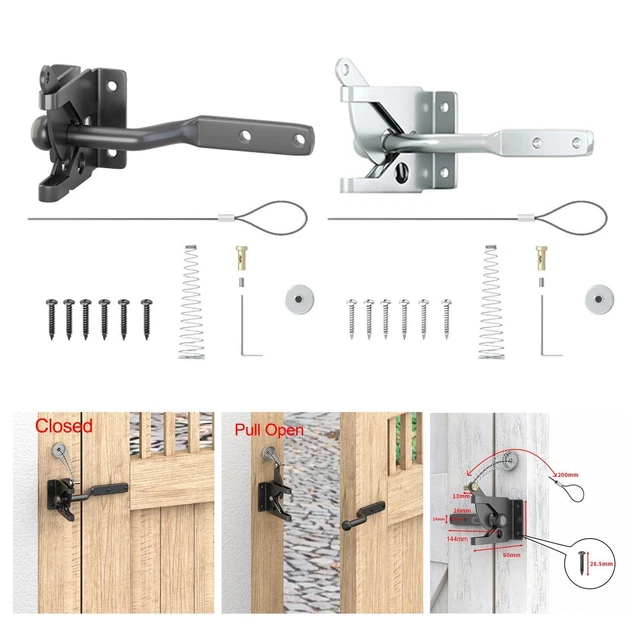 HEAVY DUTY FENCE Gate Latch Self Locking Gravity Latch Adjustable Cable ...