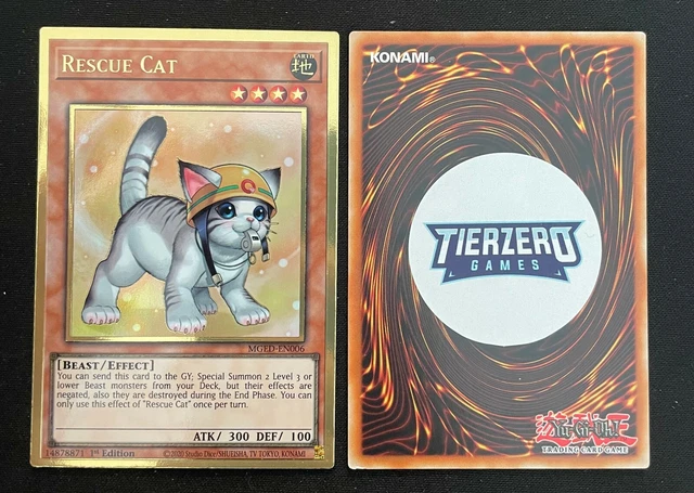 MGED-EN006 Premium Gold Rare 1x Rescue Cat 1st Edition Near Mint Yugioh ...