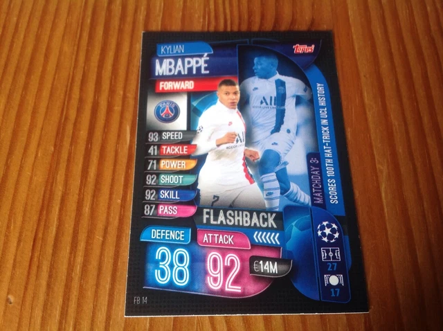 MATCH ATTAX EXTRA 19/20 Kylian Mbappe Flashback base card Mint New Rare ...