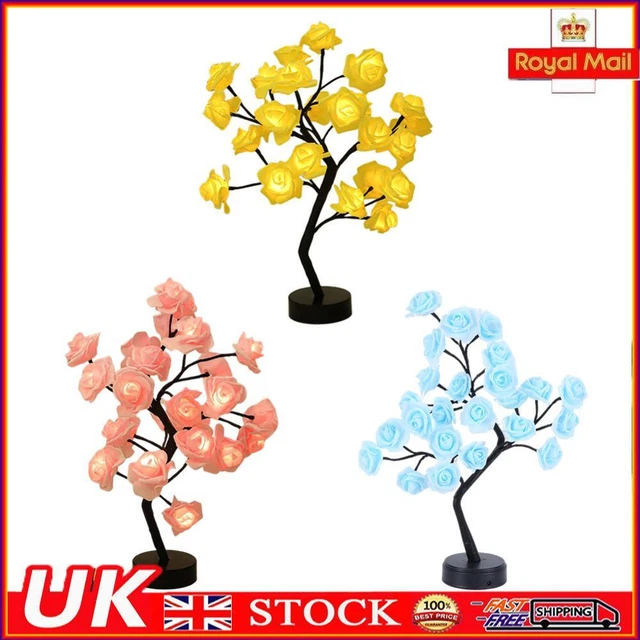 24LED COLORFUL ROSE Tree Light Touch Switch Table Rose Lamp Festival ...