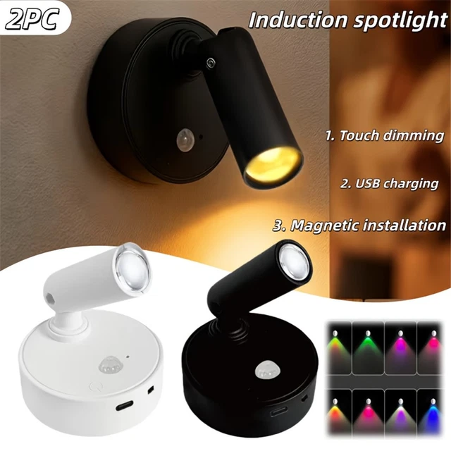 RECHARGEABLE LED SPOTLIGHT with Motion Sensor Magnetic Wireless Indoor ...