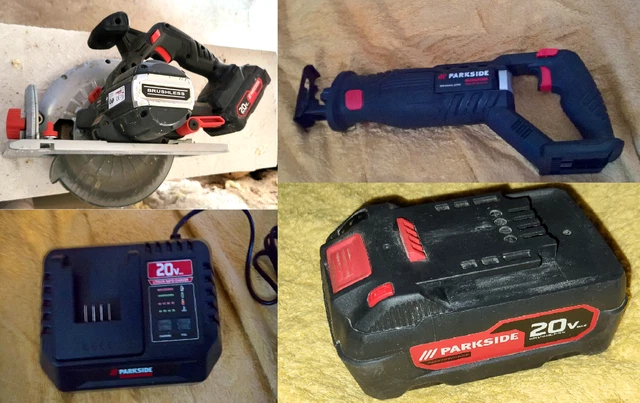 PARKSIDE PERFORMANCE 20V Battery Set Hand Circular Saw + Reciprocating ...