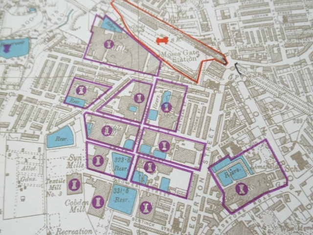 ORIGINAL WW2 GERMAN Luftwaffe Bombing Target Map Bolton/Farnworth March ...