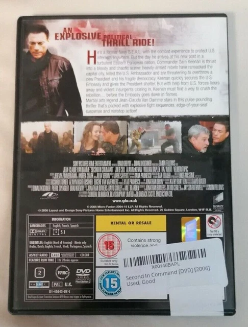 DVD - JEAN-CLAUDE Van Damme Second In Command DVD PAL UK Action Martial Arts £2.00 - PicClick UK