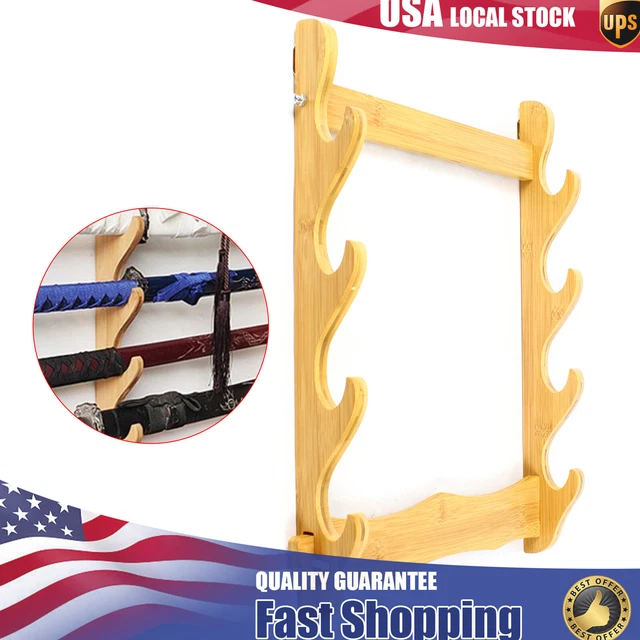 4 GUNS WALL Mount Wooden Gun Rack Natural Wood Finish Gun Storage Shelf ...