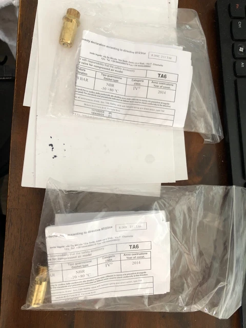 2 X PRESSURE Valve 1/4Bsp Padovan Valerio Pv 10.5Bar D= 5,8 Ns030614 ...