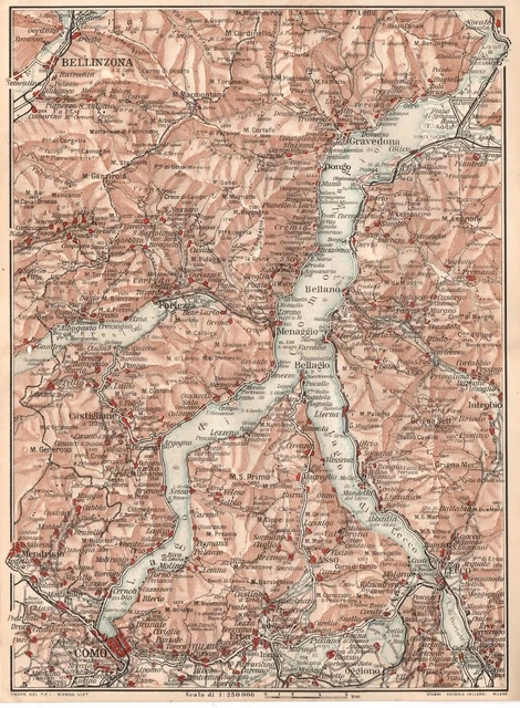 CARTA GEOGRAFICA ANTICA LAGO DI COMO 1916 Antique map EUR 21,00 ...