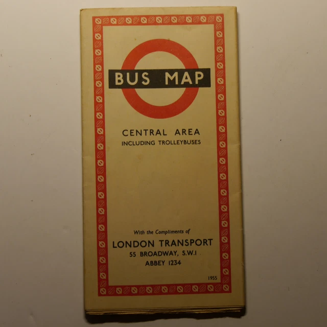 LONDON TRANSPORT BUS Map Central Area including Trolleybuses 1953 EUR 9 ...
