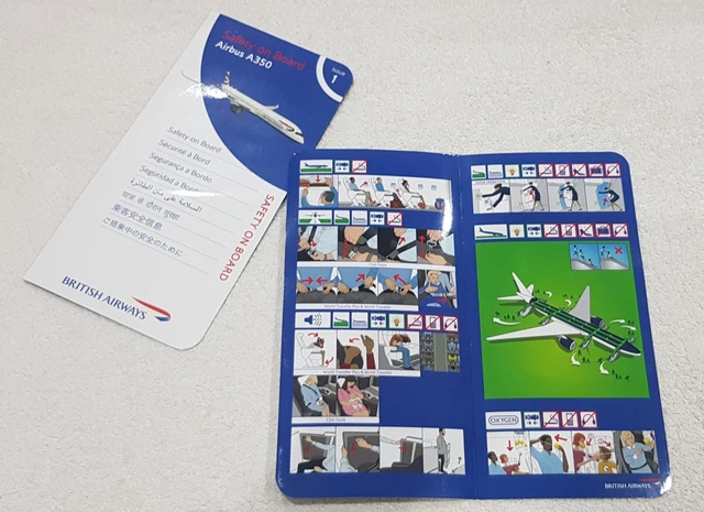 BRITISH AIRWAYS SAFETY on Board Airbus A350 Card x2 £11.12 - PicClick UK