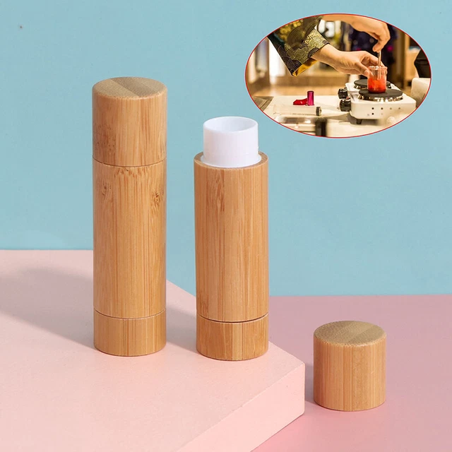 1PC 4ML NATURAL Bamboo DIY Lipstick Empty Tube Cosmetic Container ...
