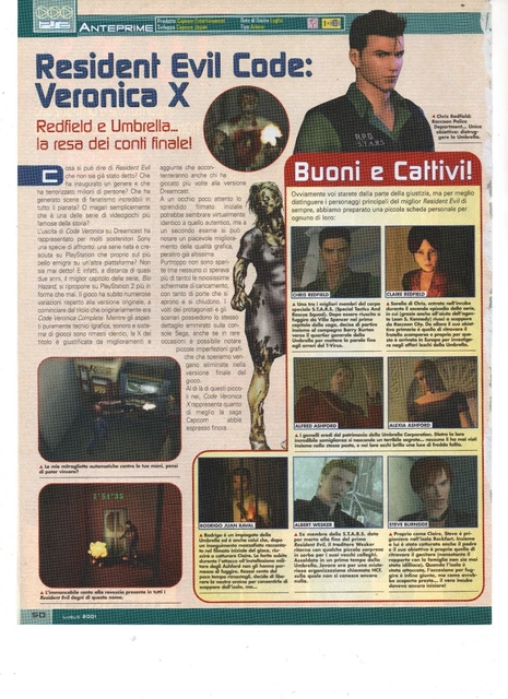 MAGAZINE ARTICLE RESIDENT EVIL Code Veronica X Playstation 2 PS2 ...