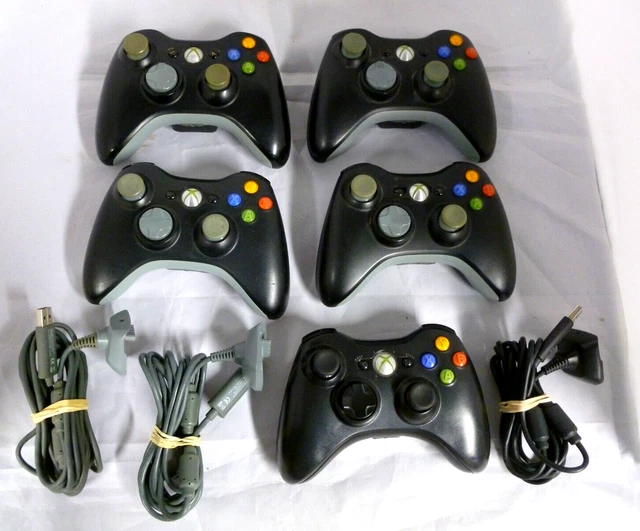 MICROSOFT XBOX 360 Black Wireless Controllers Bundle Job Lot (Untested ...