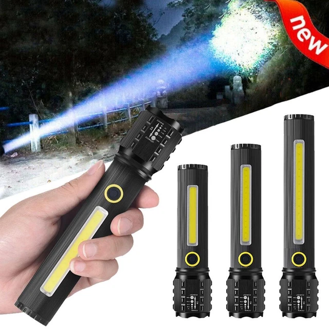 TORCIA LED TATTICA luce intensa ricaricabile super luminosa zoombile ...