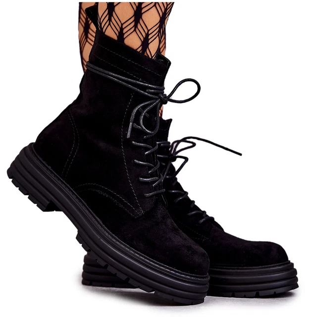 S.BARSKI WOMEN'S SUEDE Boots Tied Black Afra EUR 71,25 - PicClick FR