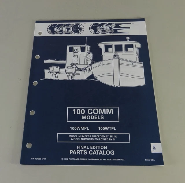 PARTS CATALOG OMC Outboards 100 HP Models Stand 05/1992 £32.36 ...