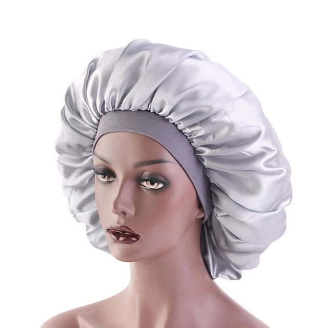 LARGE NIGHT SLEEPING Cap Hair Bonnet Hat Head Cover Satin Wide Band ...