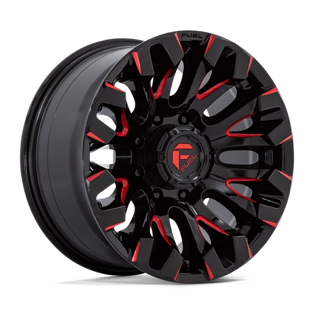 18X9 FUEL D829 Quake Gloss Black Milled Red Tint Wheels 8x170 (1mm) Set ...