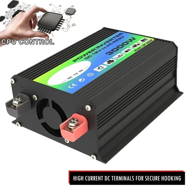 ONDULEUR CONVERTISSEUR SINUS 12V 220V 3000W transformateur chargeur DC to AC EUR 58,98 - PicClick IT