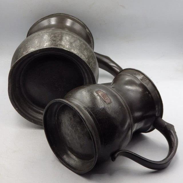 ANTIQUE 19TH CENTURY Victorian Pair of James Yates Pewter Measures ...