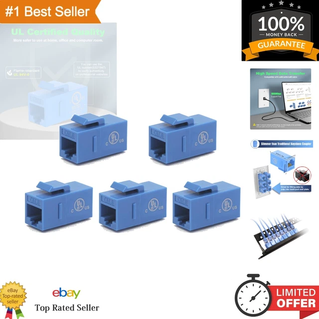 ETHERNET KEYSTONE JACK Coupler - RJ45 Female to Female Connector, Blue ...