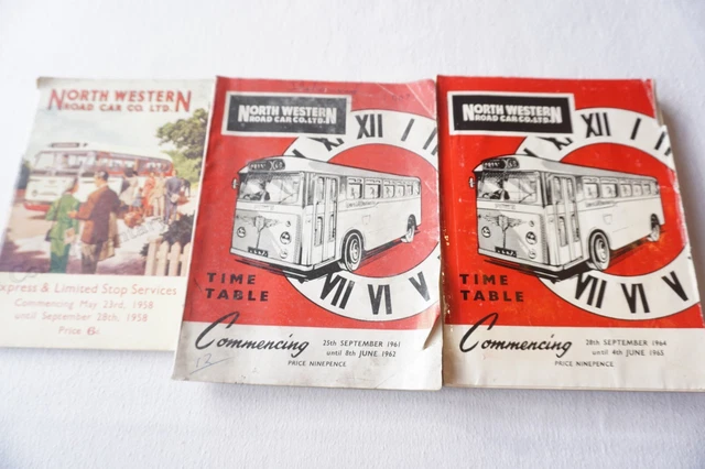 1958 1961 1964 North Western Road Car Co Bus Timetable x3 £26.39 ...