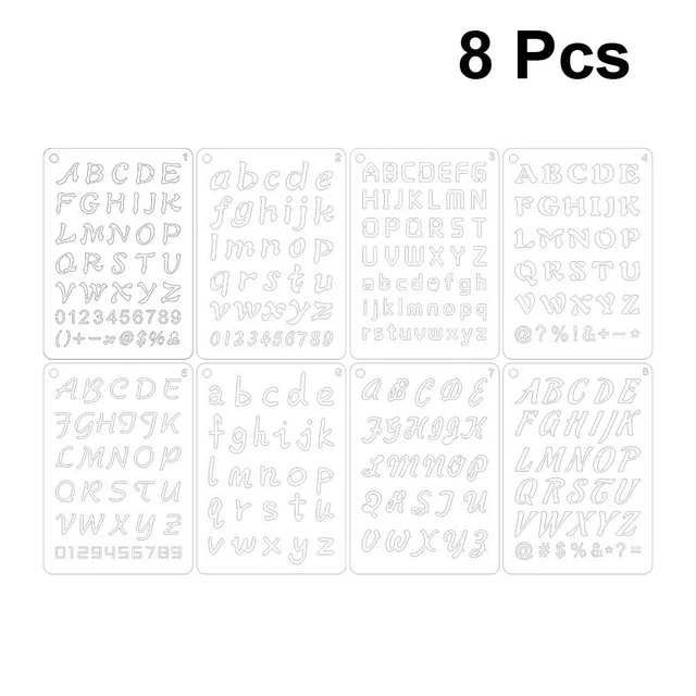 8 PCS LETTER Templates Alphabet Drawing Craft Stencil Number Stencils ...