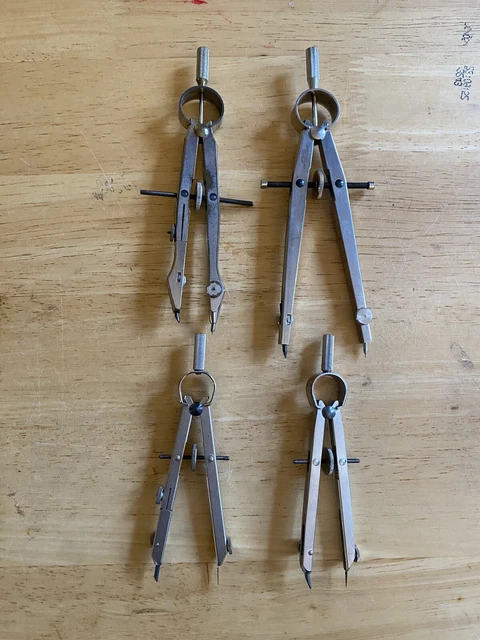 VINTAGE DRAWING COMPASS Tool Cartographer's Drawing Instruments x4 £14. ...