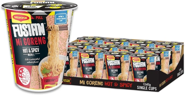 MAGGI FUSIAN MI Goreng Hot and Spicy Noodle Cup (Pack of 12) $44.74 ...