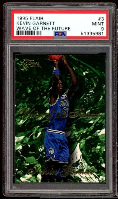 CARTE RECRUE KEVIN Garnett 1995-96 Flair Wave of the Future #3 PSA 9 ...