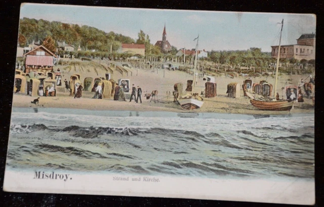 61511 AK POMERANIA Poland Misdroy Beach And Church Strandpartie Chair ...