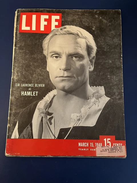 LIFE MAGAZINE MARCH 15, 1948 Sir Laurence Olivier as Hamlet Vintage £13 ...