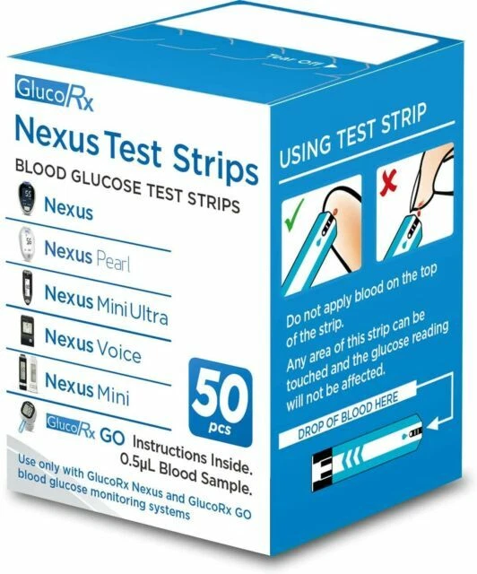 BLOOD GLUCOSE MONITORING Gluco rx test Strips 🔵 SEALED NEW PACK + FREE ...