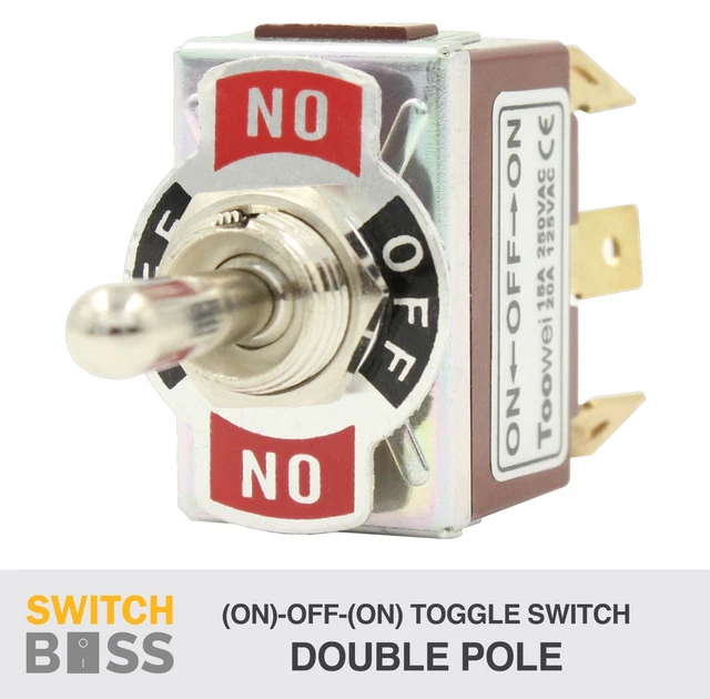 (ON)-OFF-(ON) 3 WAY Toggle Switch Heavy Duty DPDT 12V 6.3mm Car Marine ...