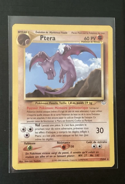 CARTE POKÉMON PTERA 80 PV 15/64 niveau 1 EUR 150,00 - PicClick FR