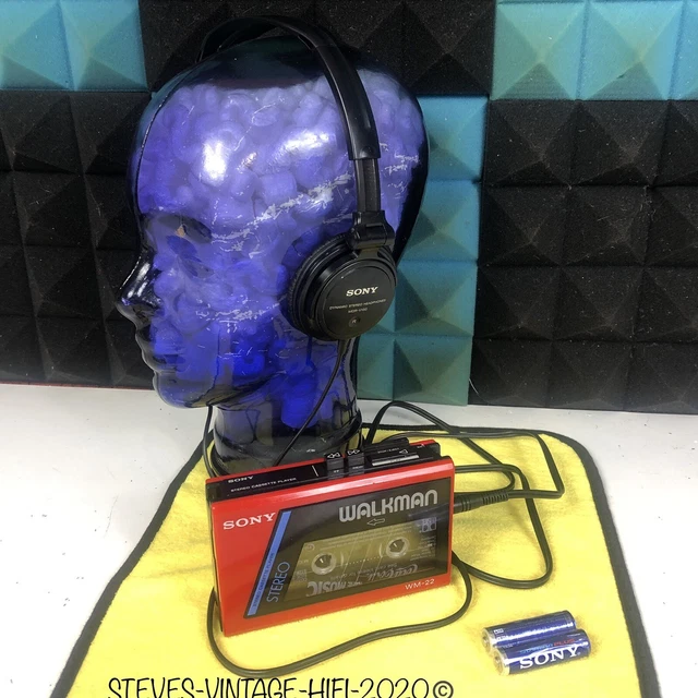 SONY WM-22 WALKMAN Cassette Player 1980’s Red + SONY MDR-V150 ...