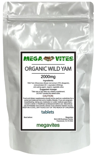 ORGANIC WILD YAM TABLETS 2000mg x 30 - ANTISPASMODIC, ANTI-ARTHRITIC ...